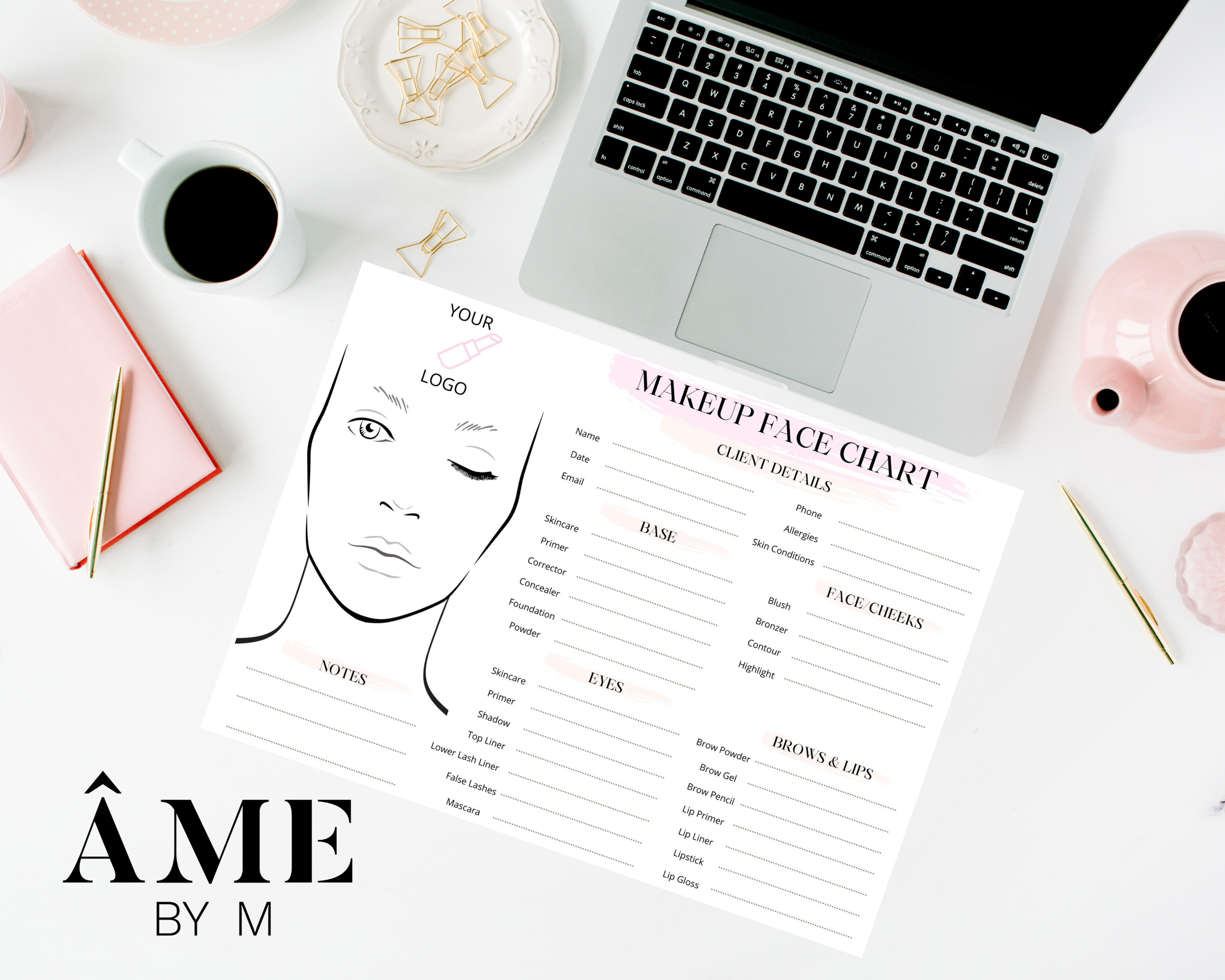 Editable Makeup Artist Face Chart Consultation Form WITH LOGO - Canva ...